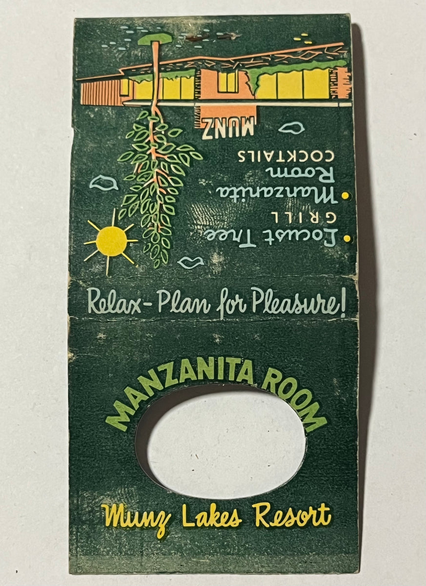 "Manzanita Room - Munz Lake Resort" Vintage Feature Matchbook ...