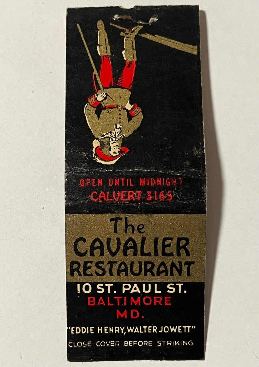 "The Cavalier Restaurant" Baltimore, MD Vintage Feature Matchbook ...