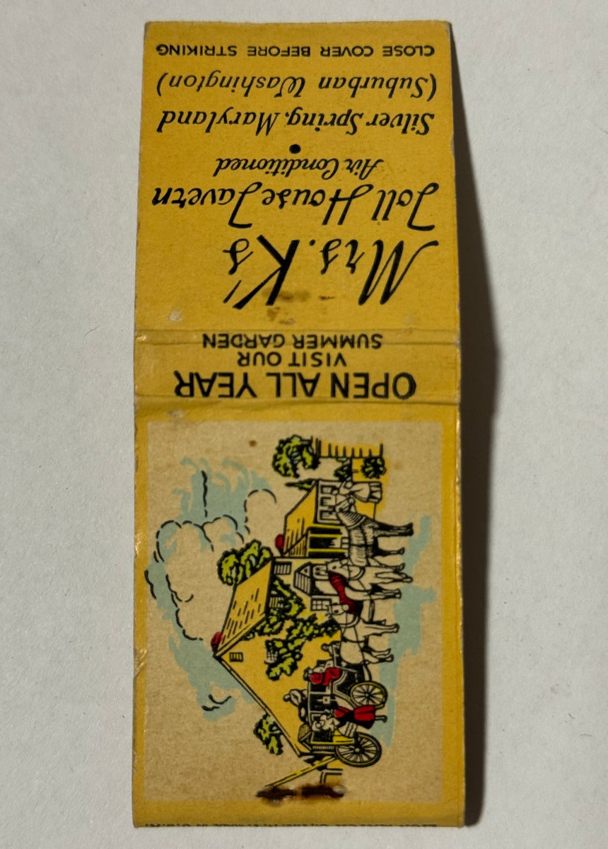 "Mrs. K’s Toll House Tavern" Silver Spring, MD Vintage Feature Matchbo ...