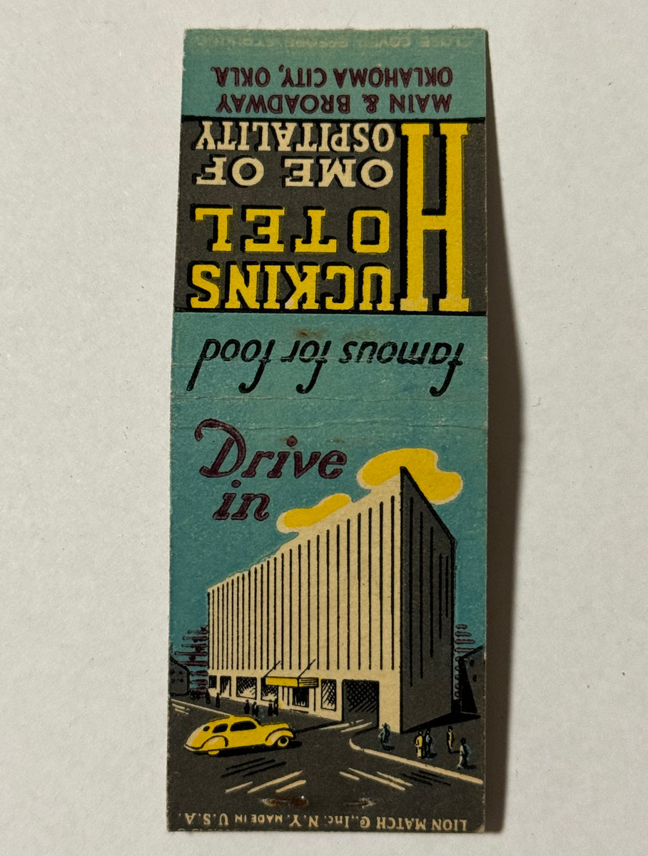 "Huckin's Hotel" Oklahoma City, OK Vintage Feature Matchbook ...