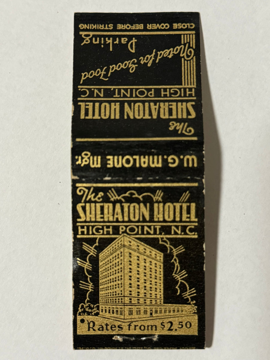 "The Sheraton Hotel" Highpoint, NC Vintage Feature Matchbook ...