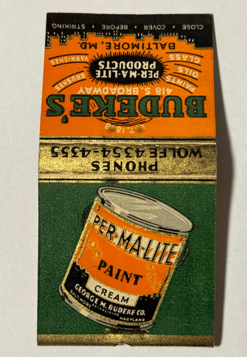 "Budeke's Paint #2 - Distrib. Bronzite" Baltimore, MD Vintage Feature ...